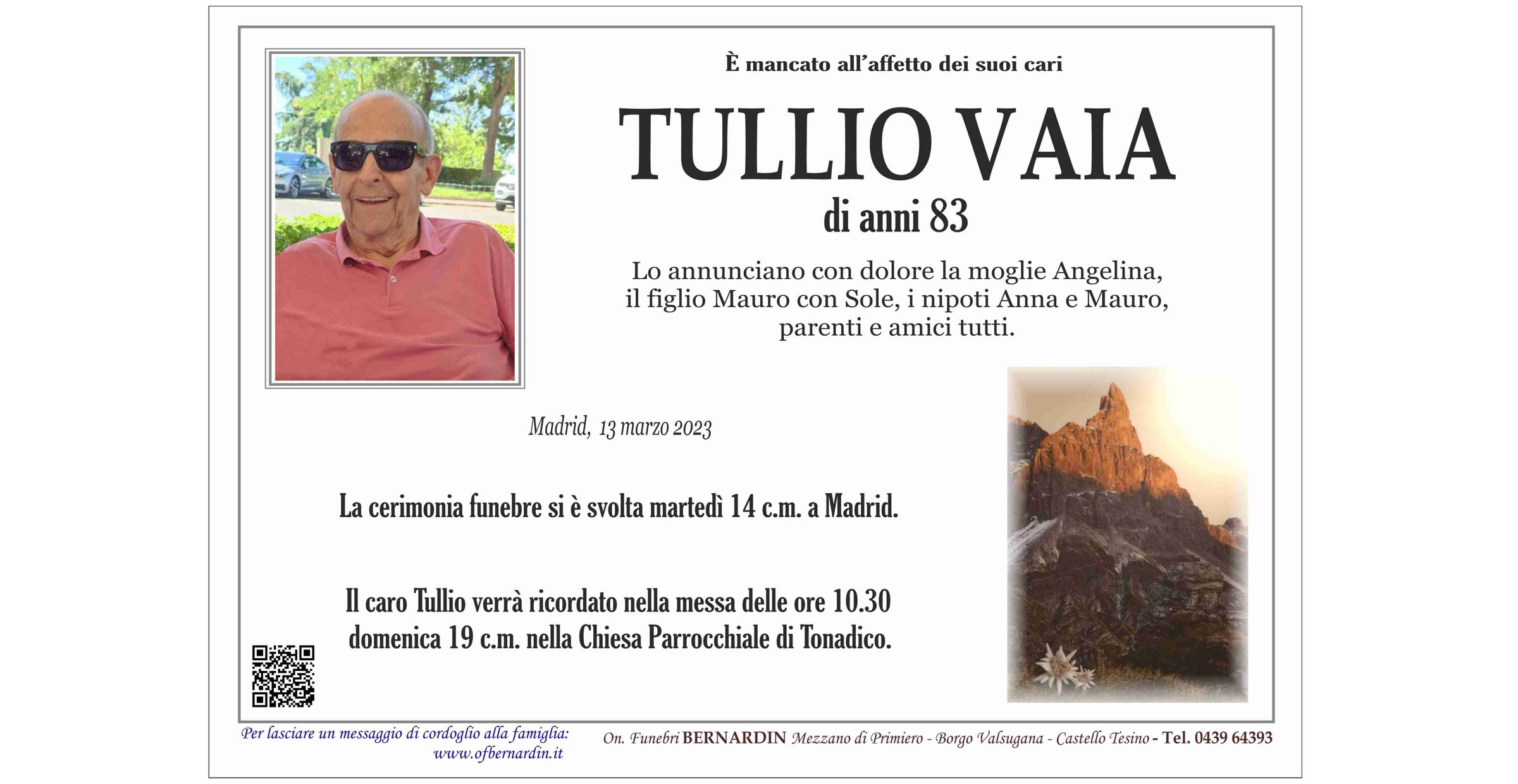 Tullio Vaia - Onoranze Funebri Bernardin