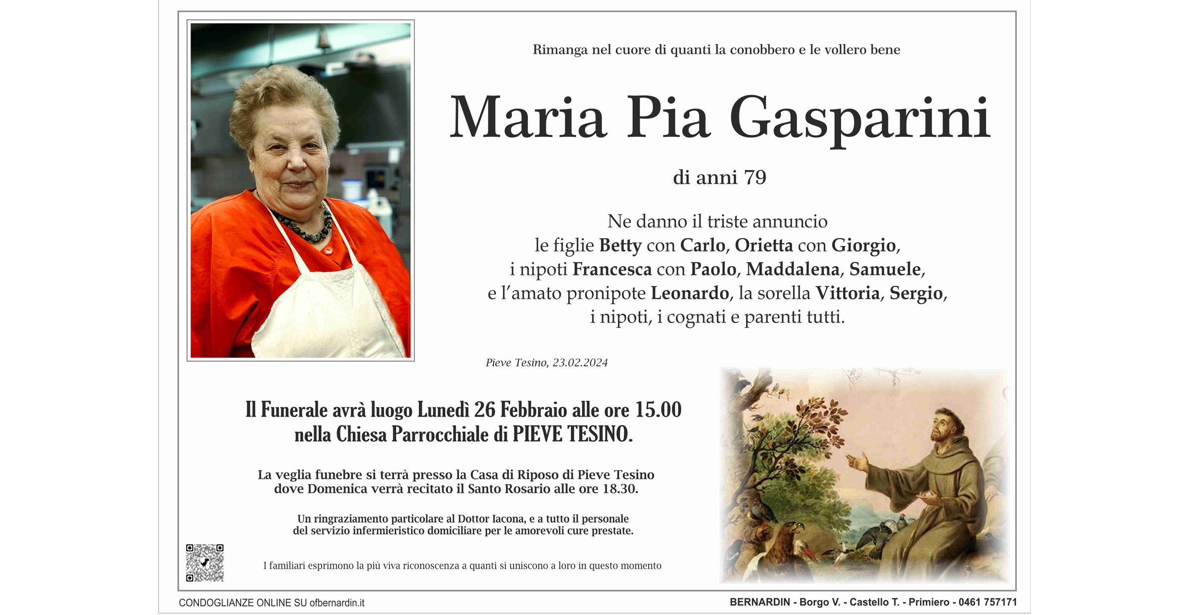 Maria Pia Gasparini - Onoranze Funebri Bernardin