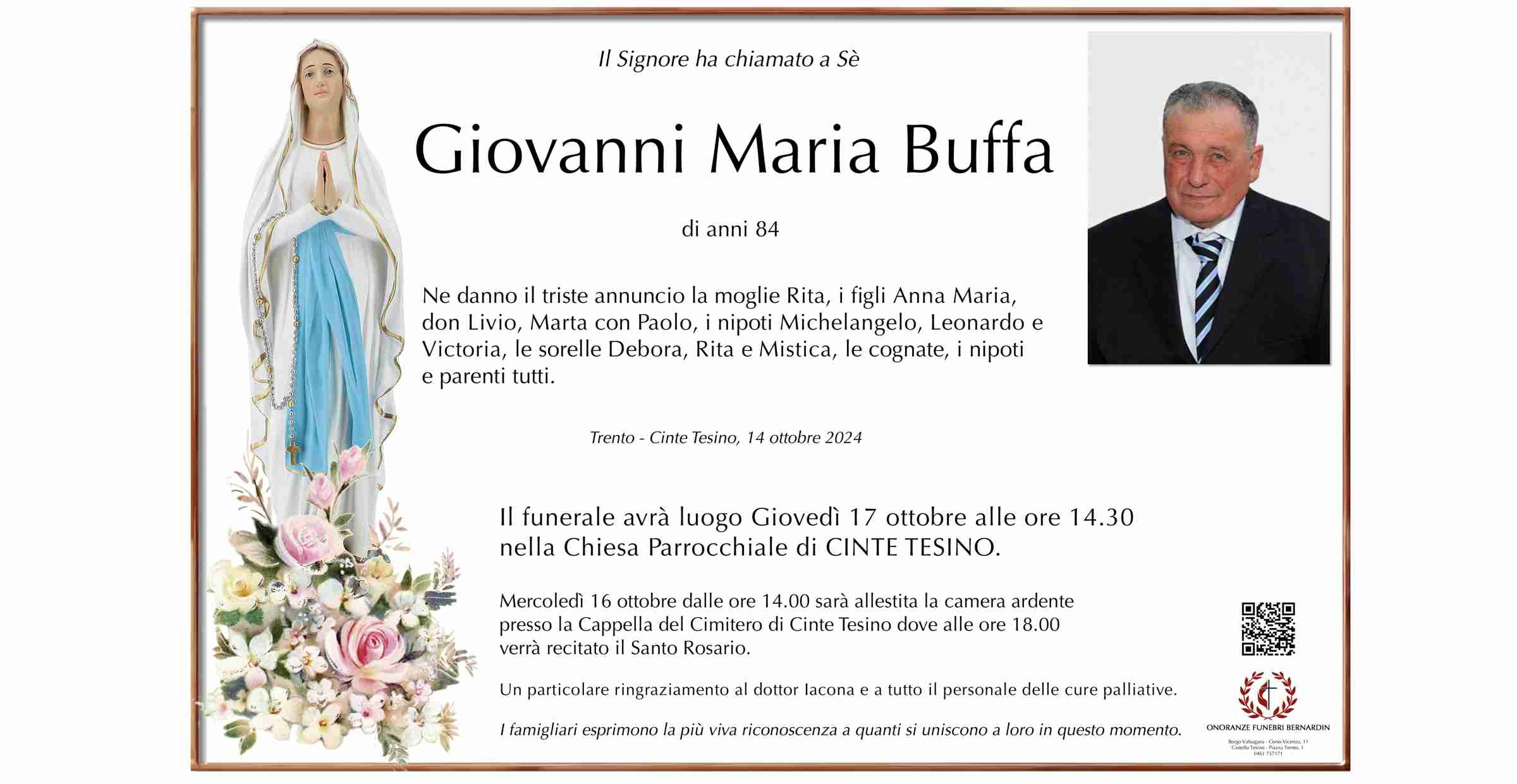 Giovanni Maria Buffa - Onoranze Funebri Bernardin