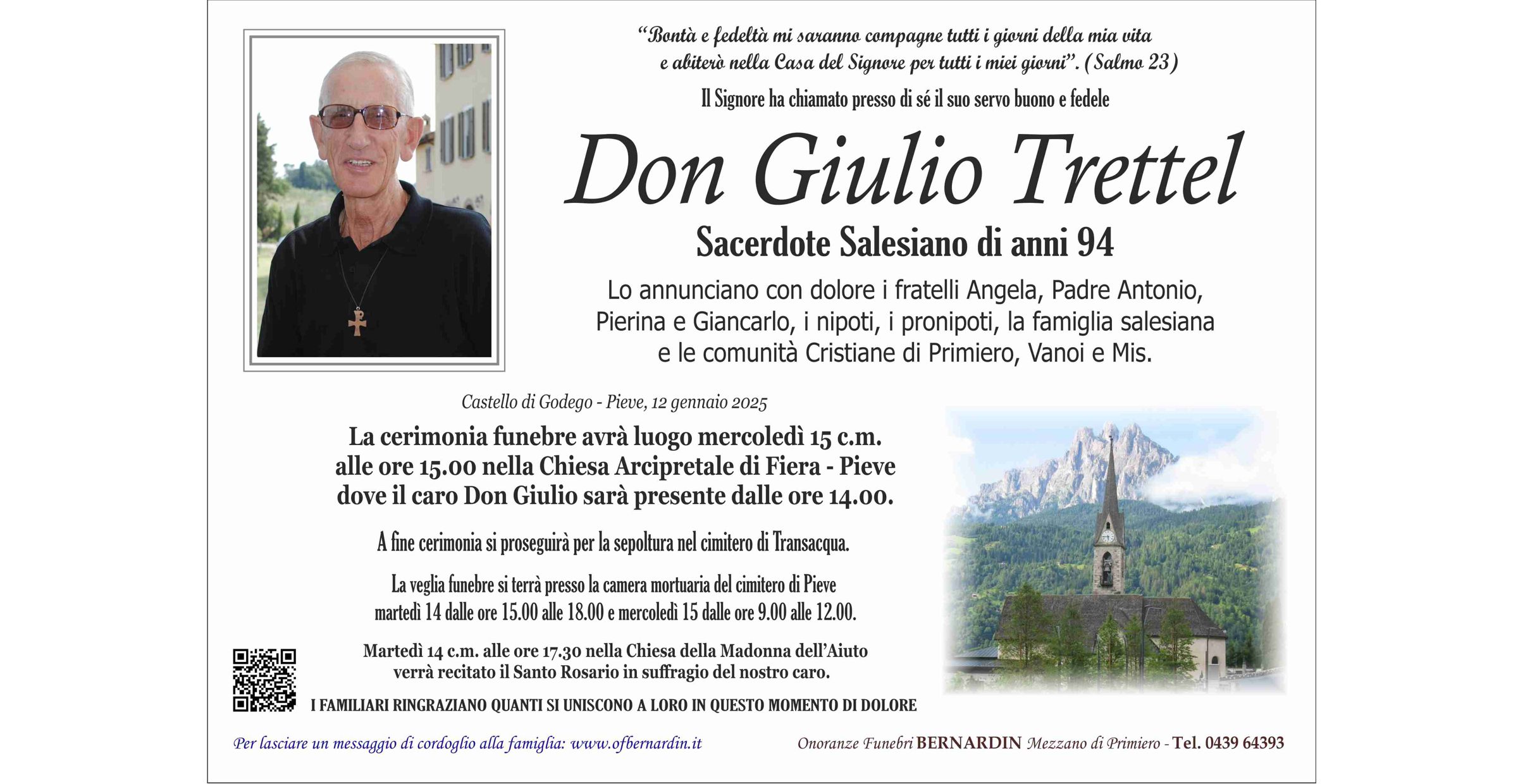 Don Giulio Trettel - Onoranze Funebri Bernardin