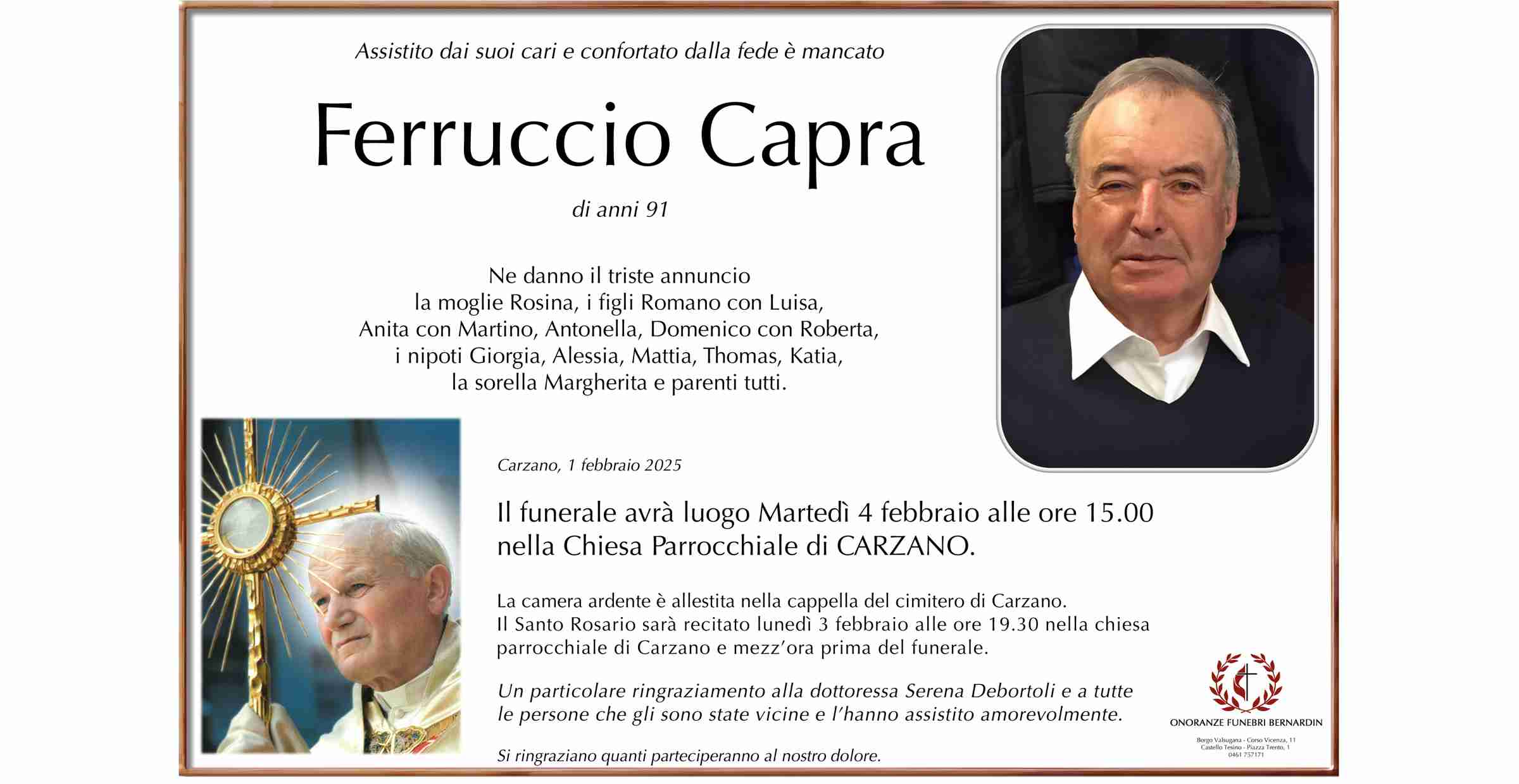 Ferruccio Capra - Onoranze Funebri Bernardin